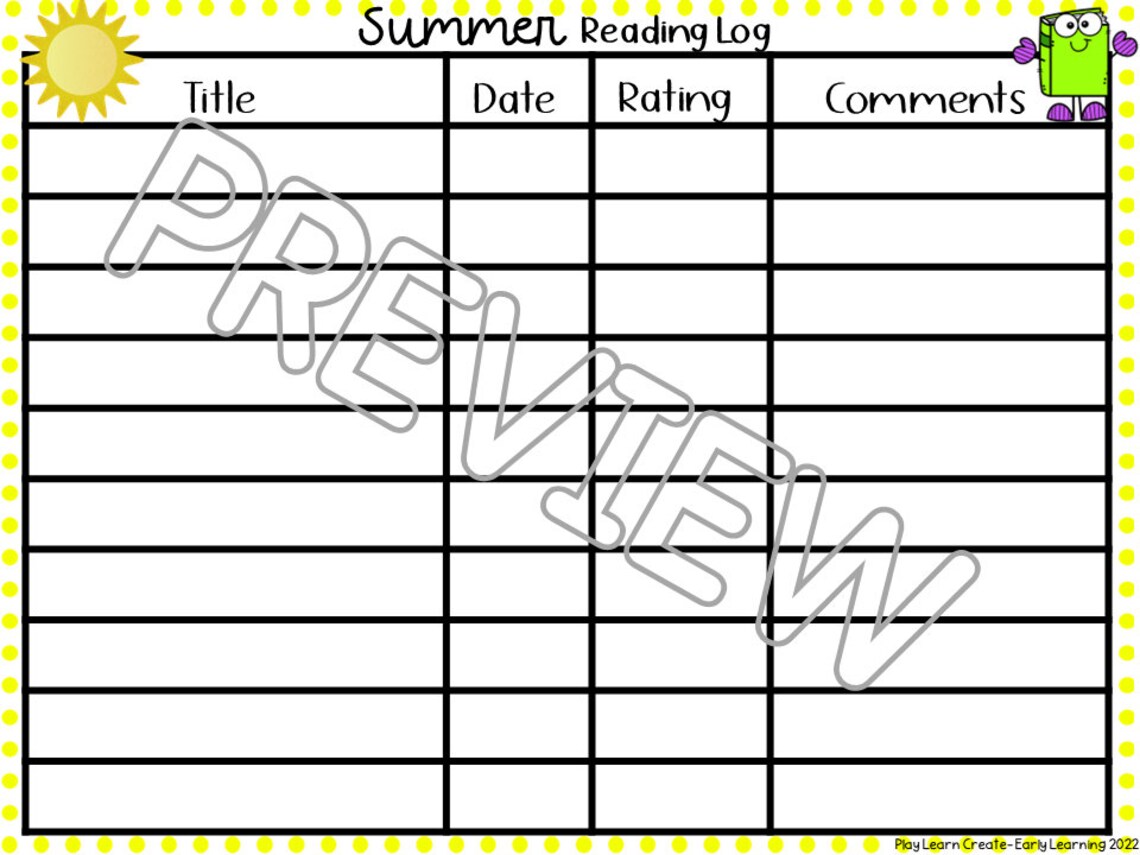 Summer Reading Challenge Printable Reading Log Printable - Etsy