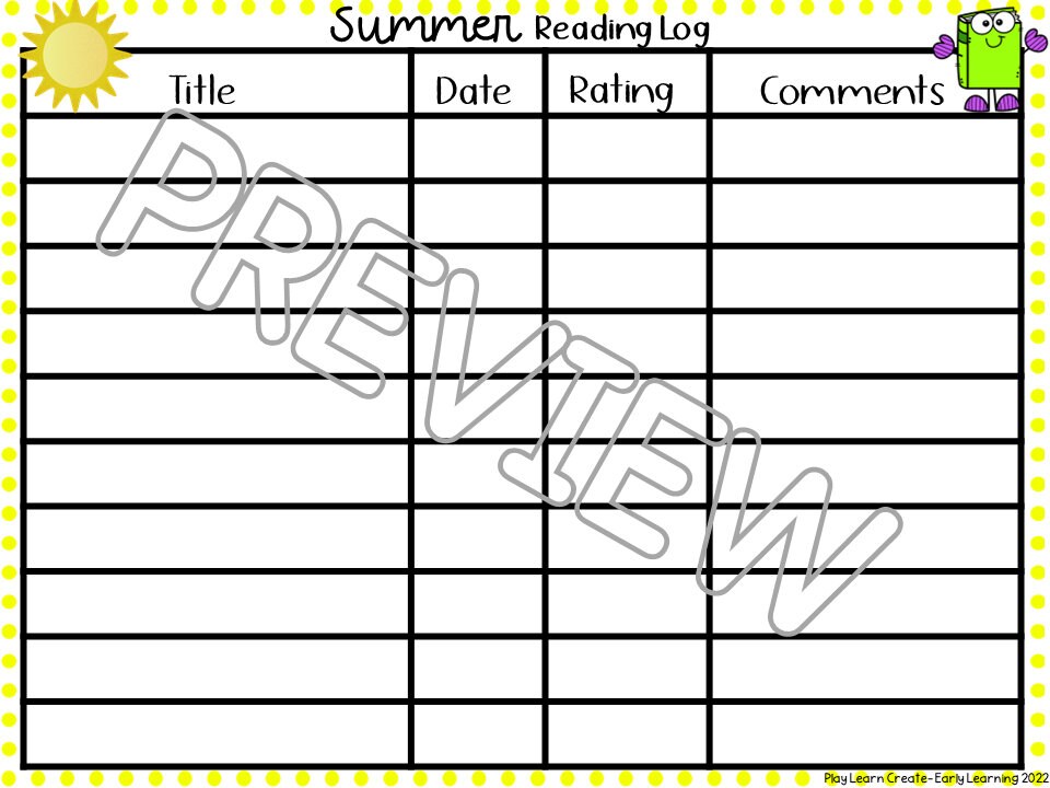 Summer Reading Challenge, Printable Reading Log, Printable Summer ...