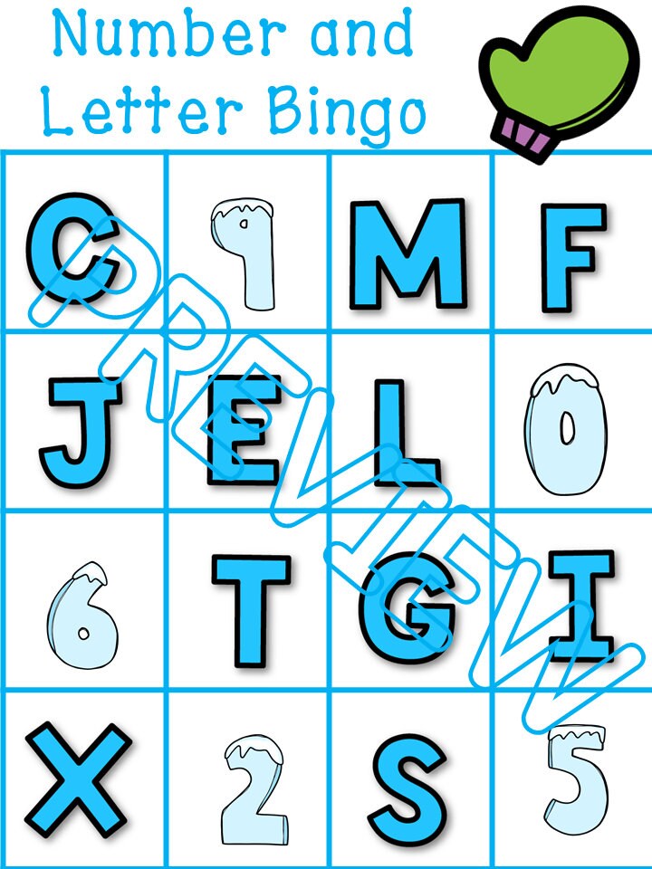Winter Theme Bingo Game, Number Bingo, Letter Bingo, Toddler Games ...