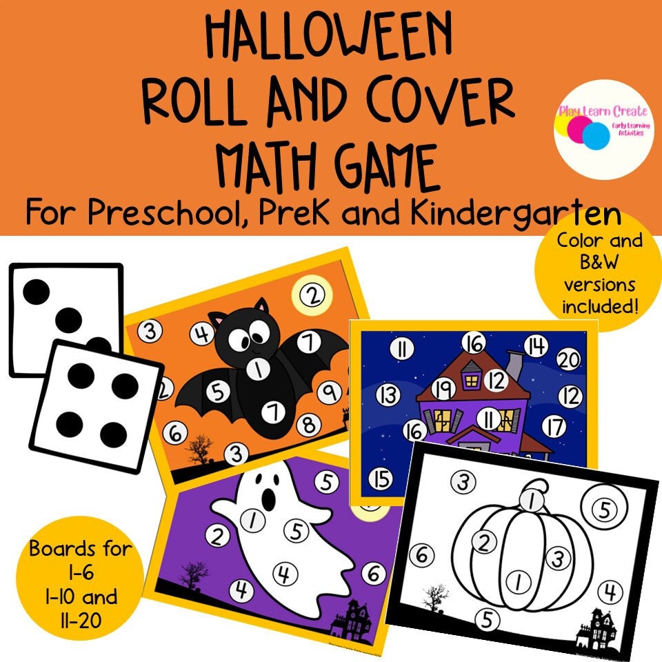 Halloween Roll and Cover Math Game for Preschool, Prek, and ...