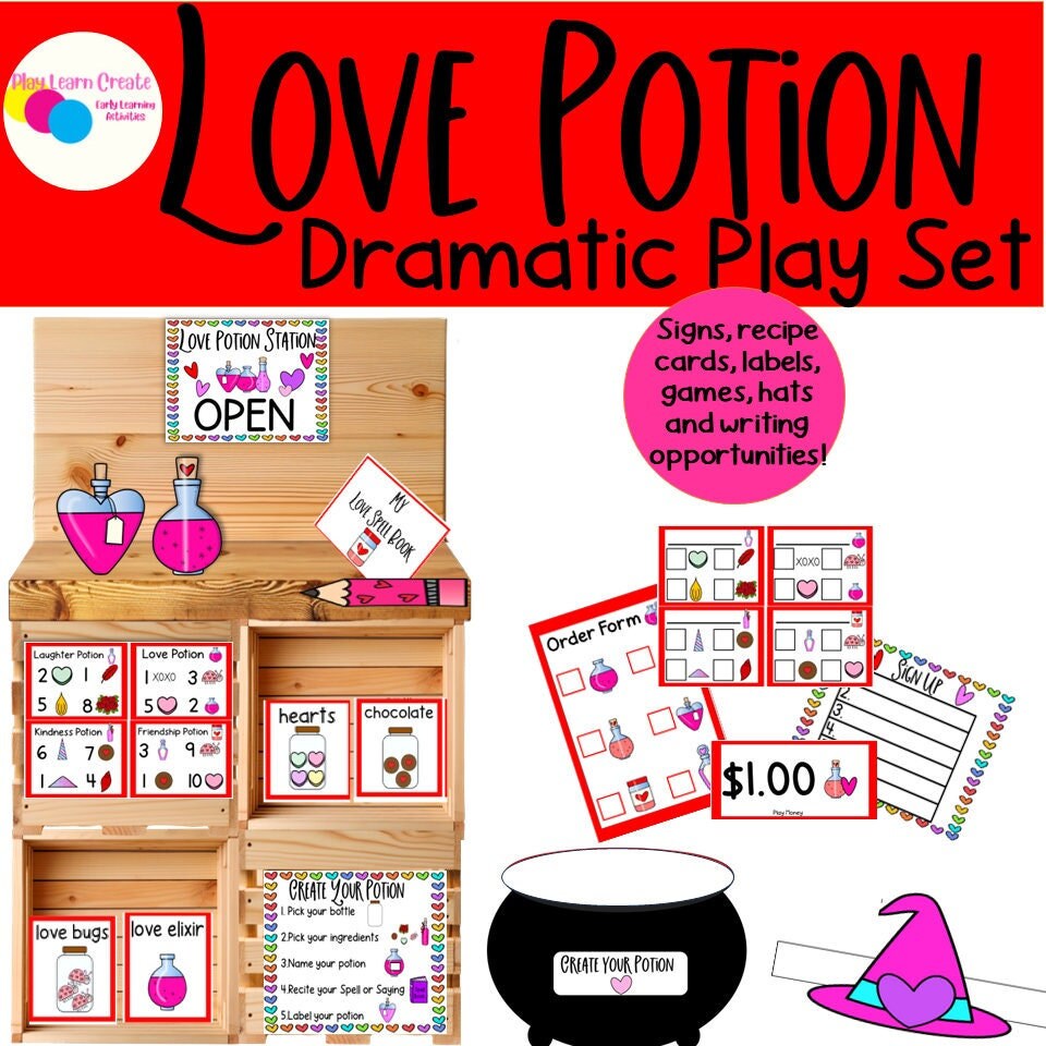 Love Potion Dramatic Play Set for Valentine's Day, Pretend Play for ...