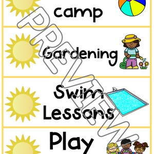 Printable Summer Picture Schedule Cards, Visual Schedule for Summer ...