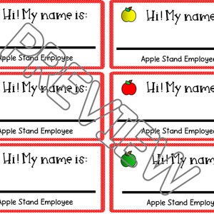 Apple Stand Dramatic Play Set, Printable Apple Activities, Dramatic ...