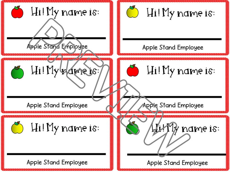 Apple Stand Dramatic Play Set, Printable Apple Activities, Dramatic ...