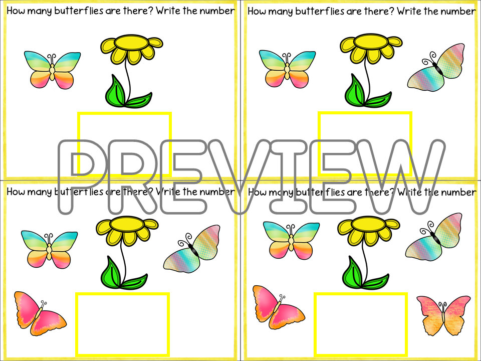 Butterfly Lesson, Math Task Cards, Preschool Math Activity, Prek Math ...