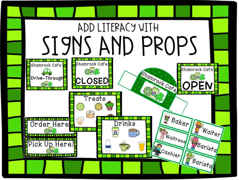 Shamrock Cafe Dramatic Play Set, St. Patrick's Day Pretend Play Set ...