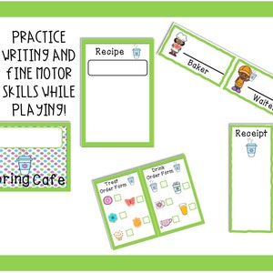 Spring Cafe Dramatic Play Set, Spring Pretend Play Set, Writing Set ...