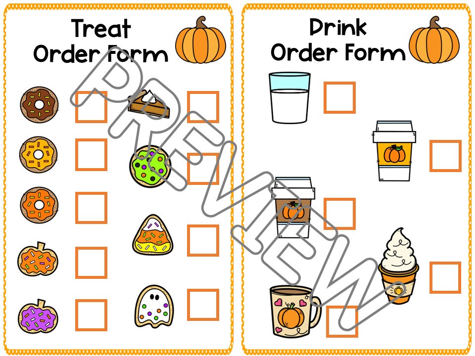 Pumpkin Cafe Dramatic Play Set, Halloween Dramatic Play, Coffee Shop ...