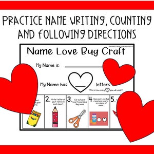 Love Bug Name Craft for Valentine's Day for Preschool and Kindergarten ...