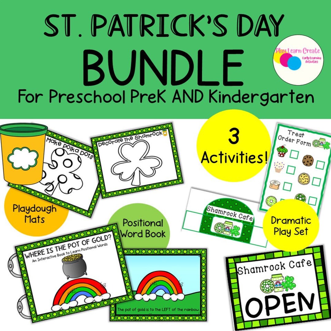 Printable St. Patrick's Day Preschool Learning Bundle, Kindergarten St ...
