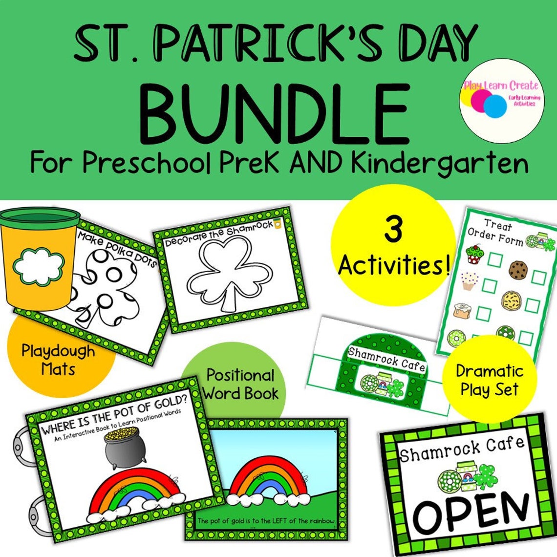 Printable St. Patrick's Day Preschool Learning Bundle, Kindergarten St ...