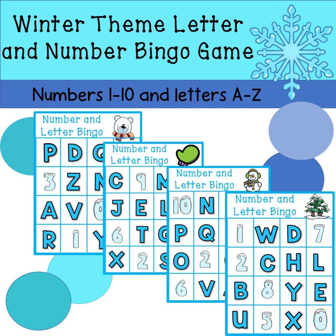 Winter Theme Bingo Game, Number Bingo, Letter Bingo, Toddler Games ...