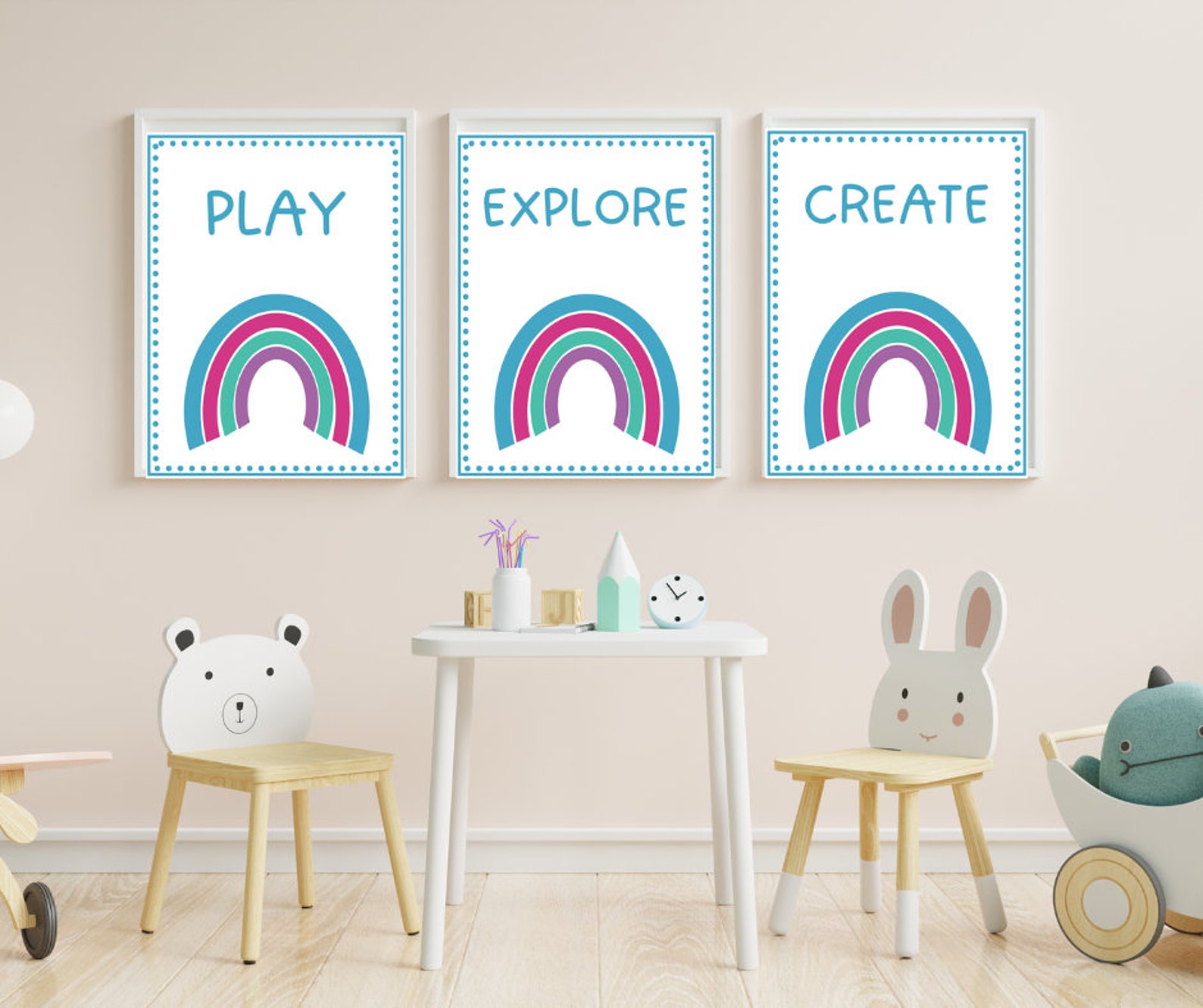 Printable Teal Rainbow Signs Playroom Signs Classroom Signs - Etsy