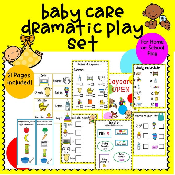 Baby Care Baby Doll Daycare Dramatic Play Set Pretend Play Writing Center for Preschool Learning Prek Learning and Kindergarten Etsy Canada