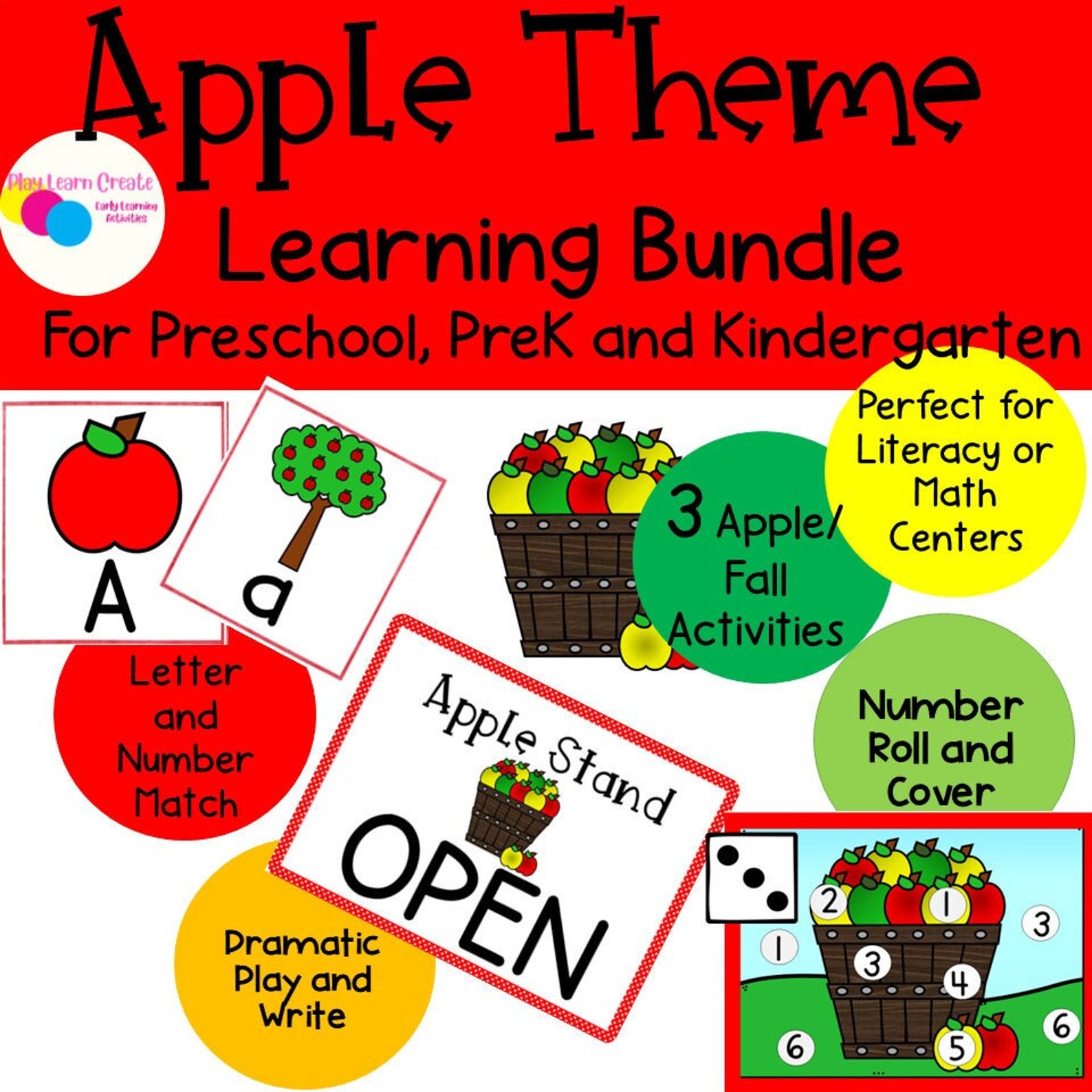 Apple Theme Preschool Learning, Preschool Centers, Apple Math, Apple ...