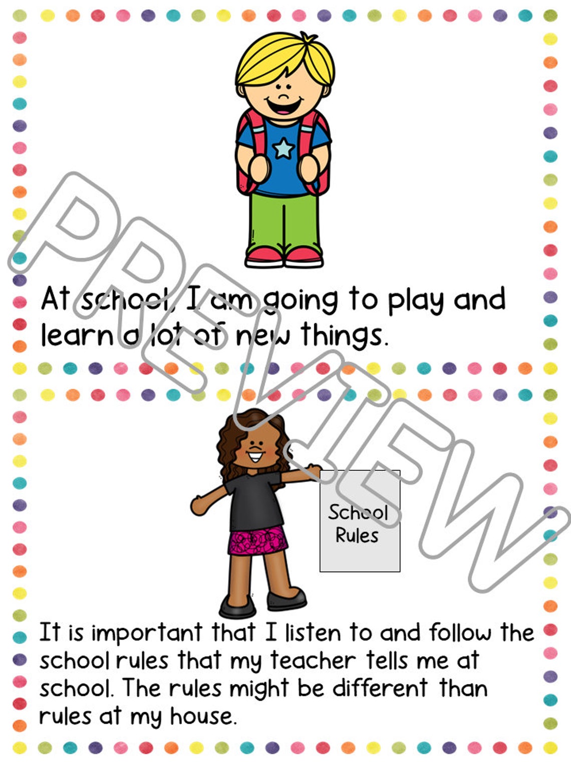 Going to School Social Skills Story, Starting School, First Day of ...