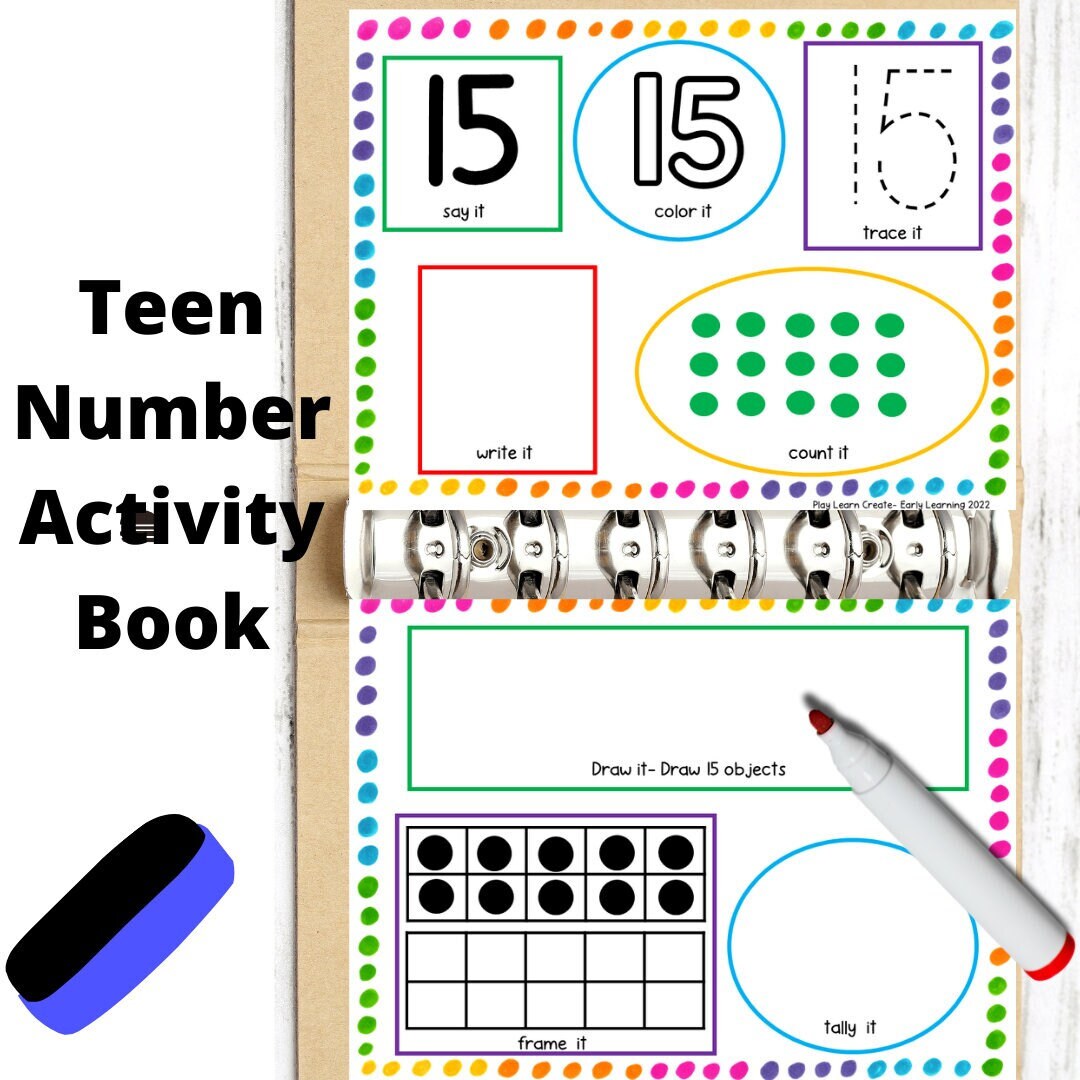 Teen Number Book, Number Activity Book, Number Printable, Preschool ...