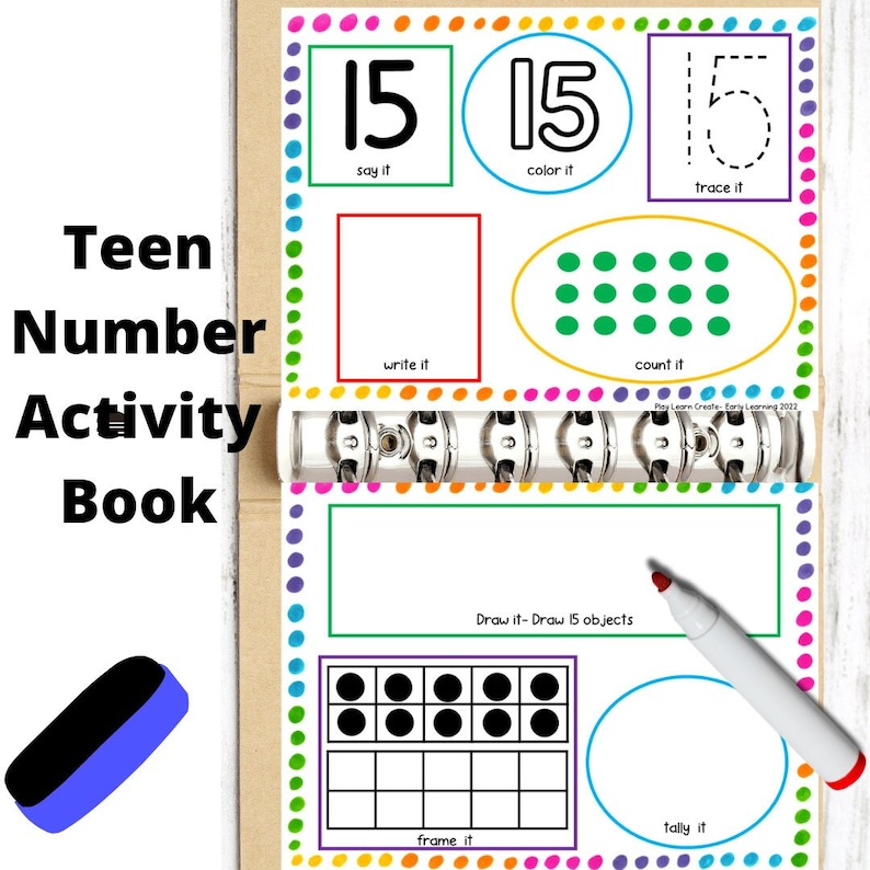 Teen Number Book, Number Activity Book, Number Printable, Preschool ...
