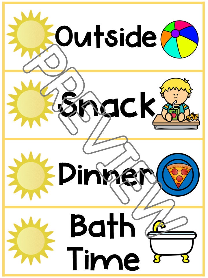 Printable Summer Picture Schedule Cards, Visual Schedule for Summer ...