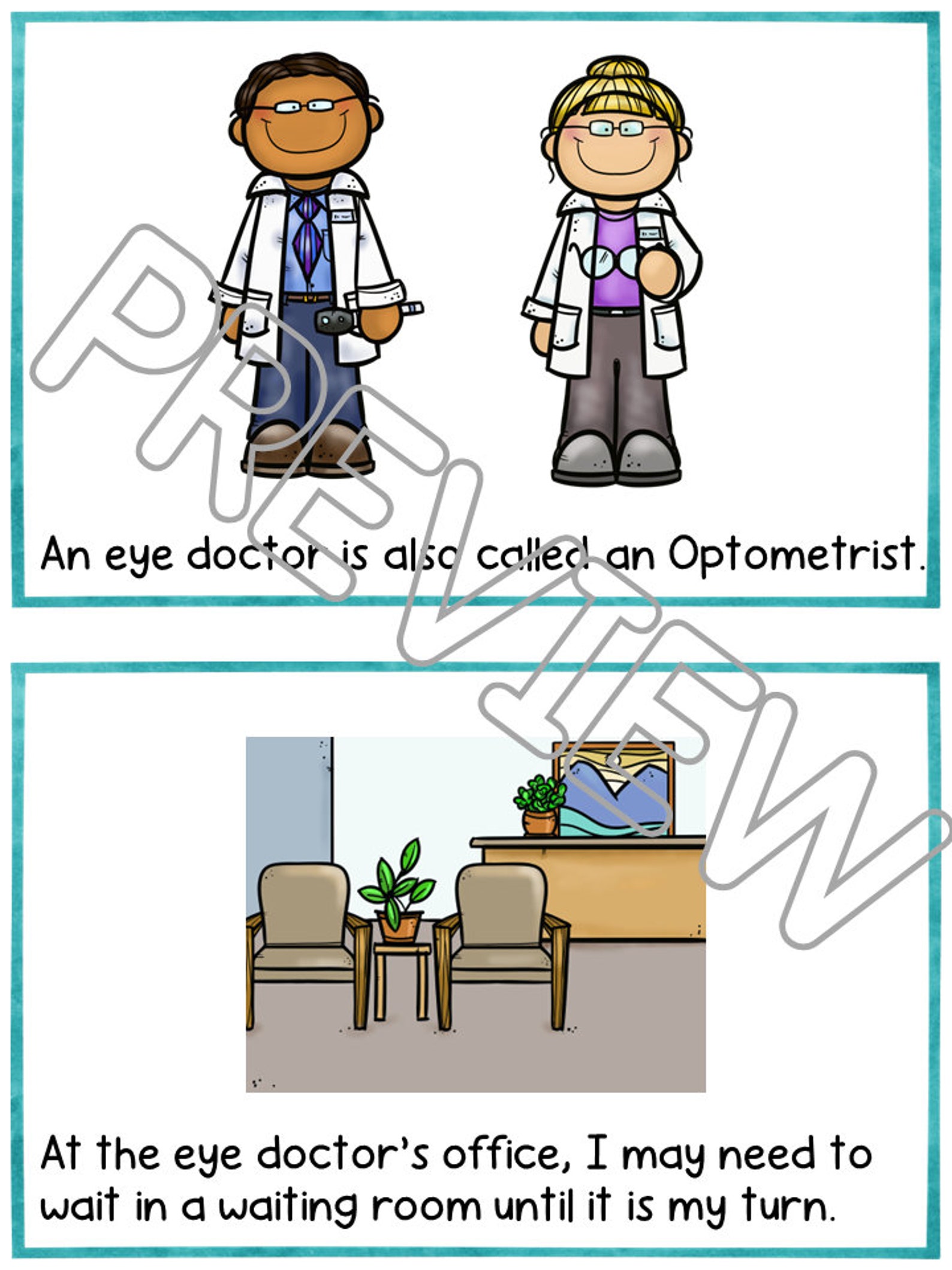 Going to the Eye Doctor Social Skills Story, Optometrist Social Skills ...