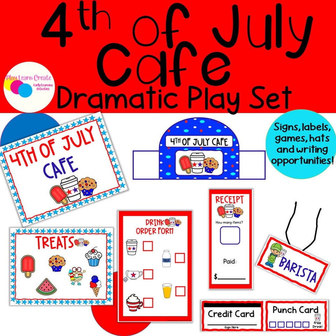 4th of July Dramatic Play Set, Cafe Play, America Pretend Play Set - Etsy