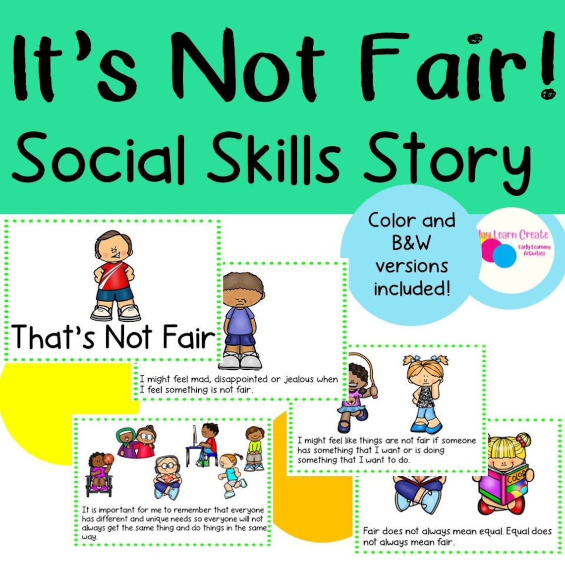 Fairness Social Skills Story, Fairness Lesson, It's Not Fair Story ...