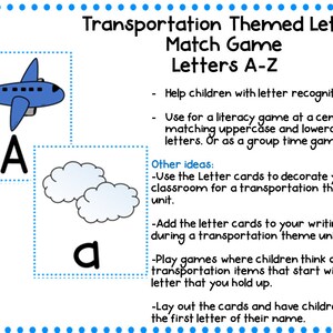 Tranportation Theme Letter Games, Transportation Theme Math Games ...