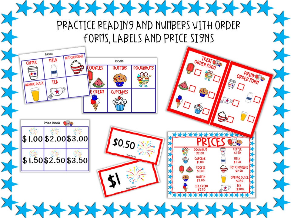 4th of July Dramatic Play Set, Cafe Play, America Pretend Play Set - Etsy