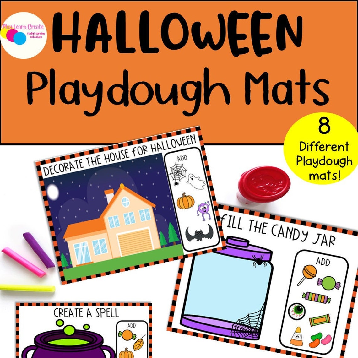 Printable Halloween Playdough Mats, Playdough Activities, Pumpkin ...