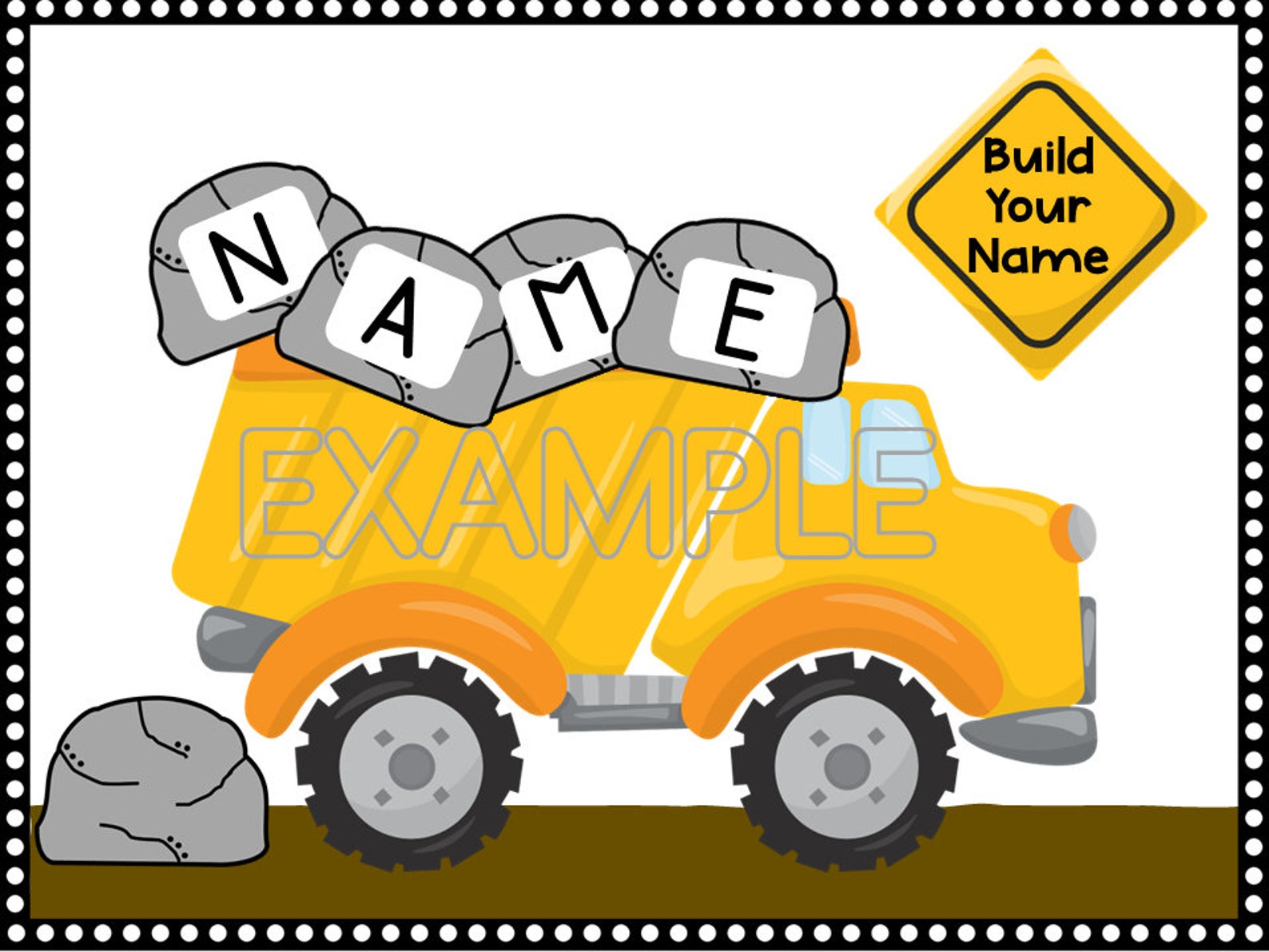 Editable Name Craft, Construction Theme Name Activity, Printable Name ...