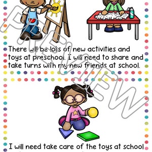 Starting Preschool Social Skills Story, Going to Preschool, First Day ...