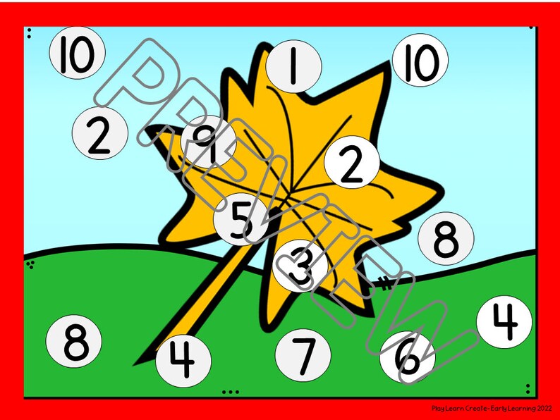 Fall Theme Math Game for Preschool, Roll and Cover Math Activity ...