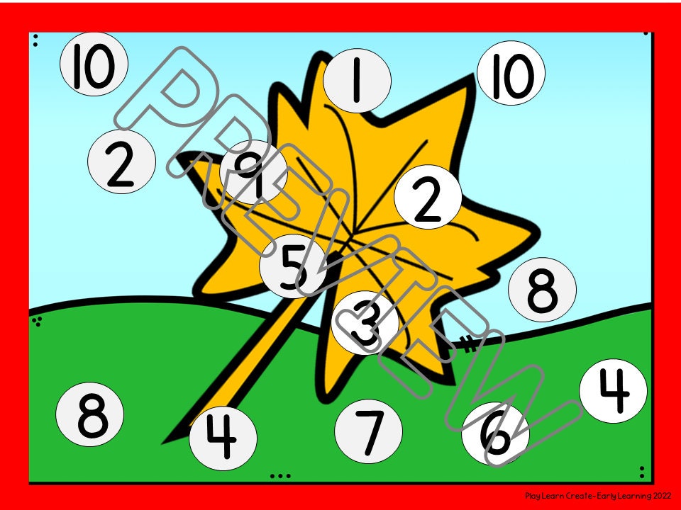 Fall Theme Math Game for Preschool, Roll and Cover Math Activity ...