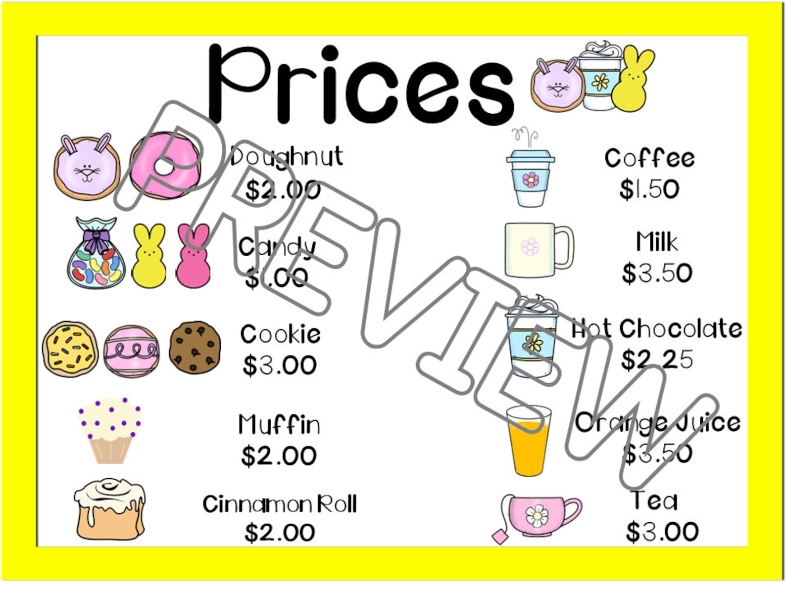 Bunny Cafe Dramatic Play Set, Easter Pretend Play Set, Printable Play ...