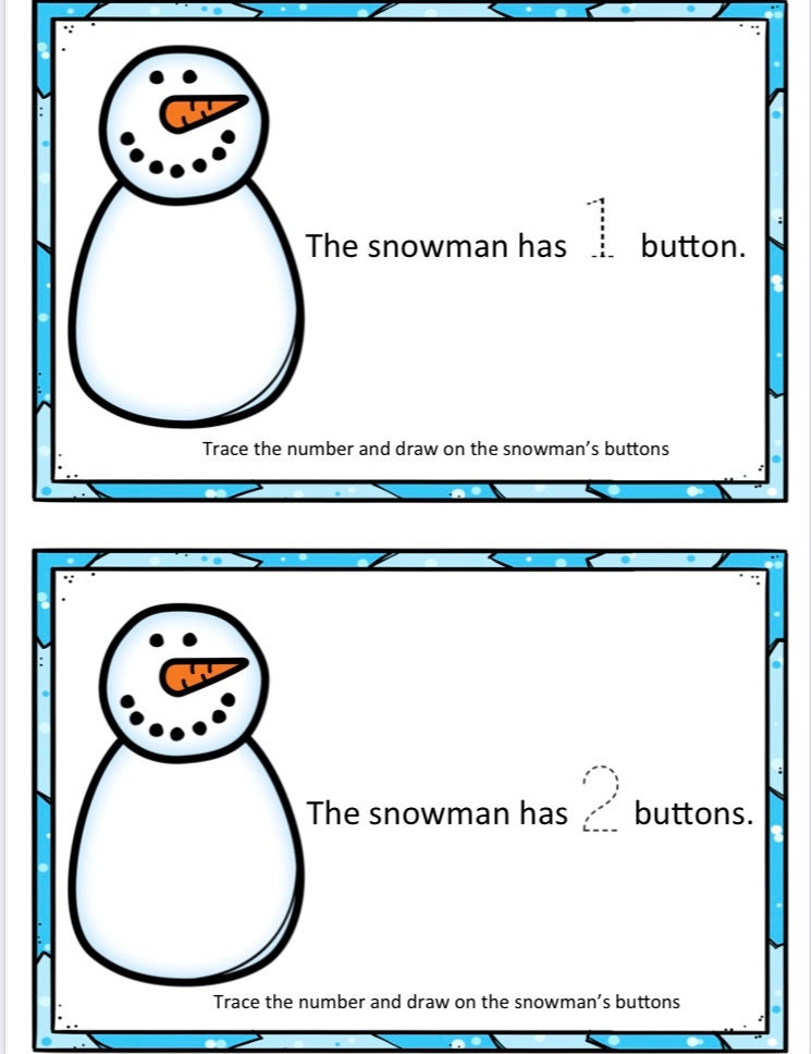 Snowman Counting Book, for Preschool, Prek and Kindergarten, Counting ...