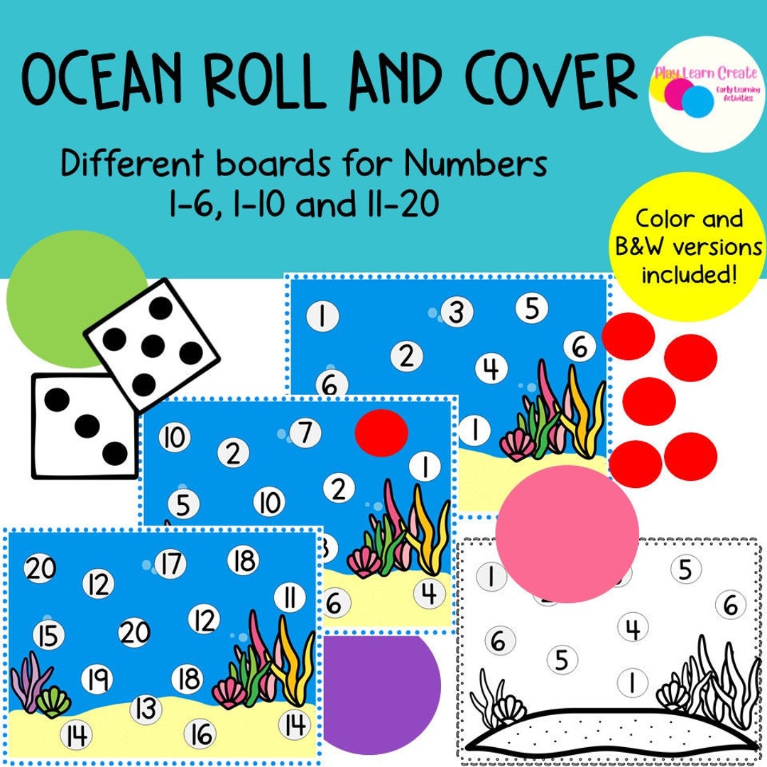 Ocean Theme Learning, Ocean Roll and Cover, Ocean Math, Ocean Preschool ...