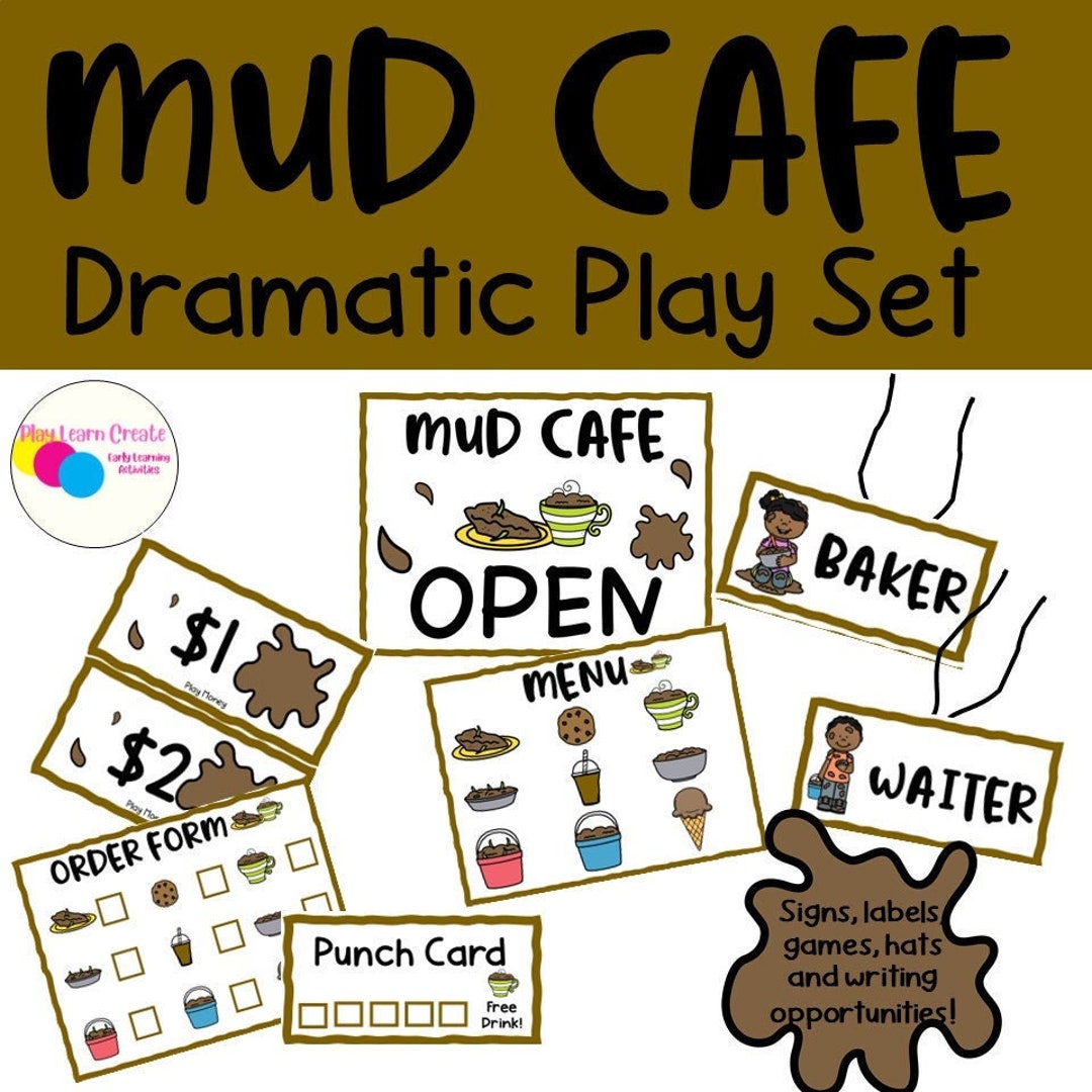 Mud Kitchen Cafe Dramatic Play, Outdoor Pretend Play Set, Summer ...
