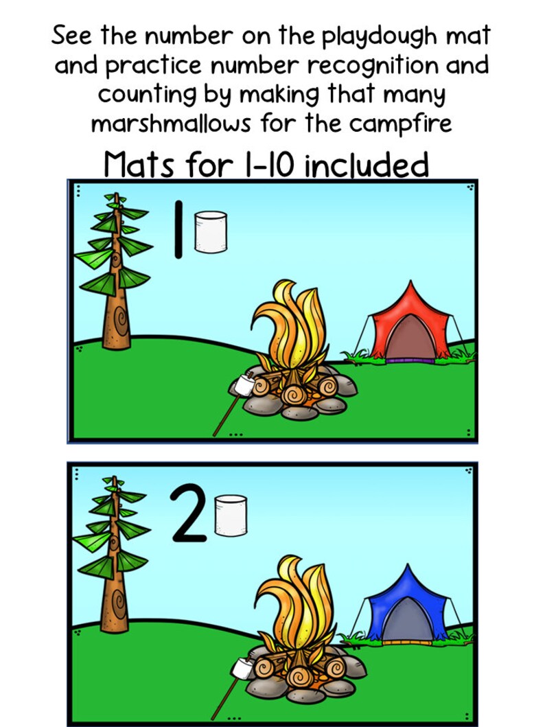 Camping Theme Playdough Mats, Camping Theme Math, Camping Theme ...