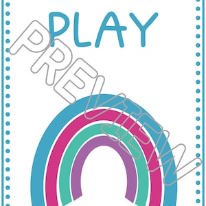 Printable Teal Rainbow Signs, Playroom Signs, Classroom Signs, Play ...