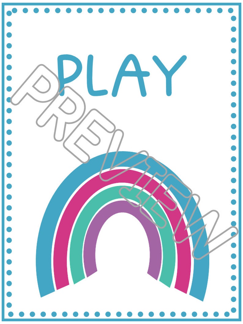 Printable Teal Rainbow Signs, Playroom Signs, Classroom Signs, Play ...