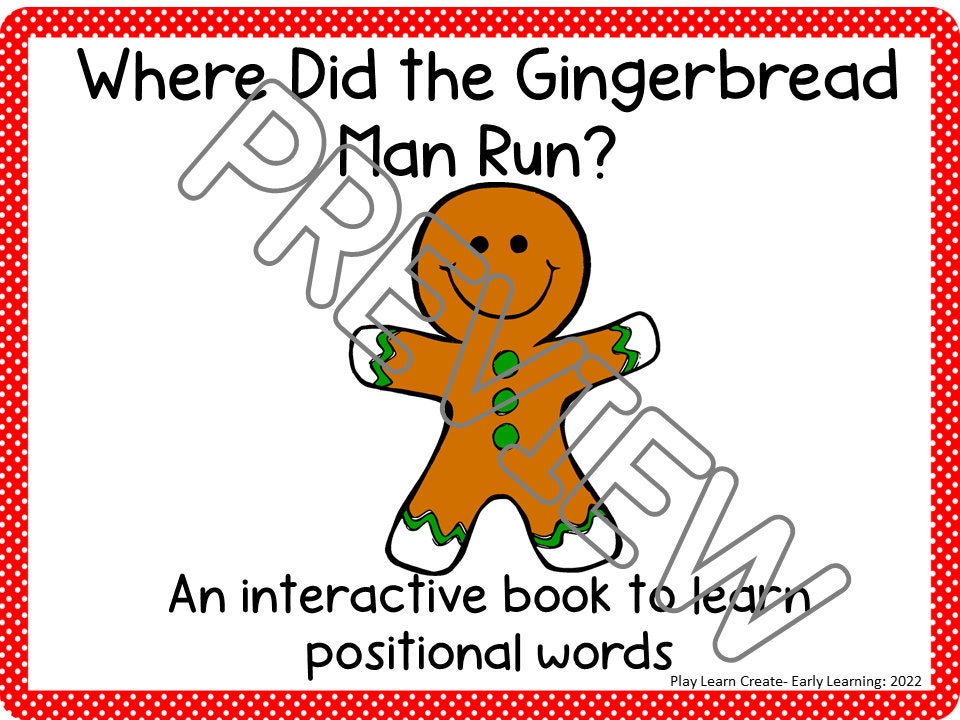 Gingerbread Man Interactive Book, Gingerbread Man Prepositions ...