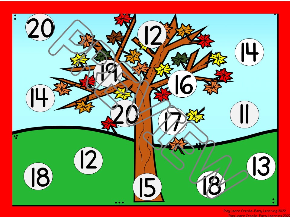 Fall Theme Math Game for Preschool, Roll and Cover Math Activity ...