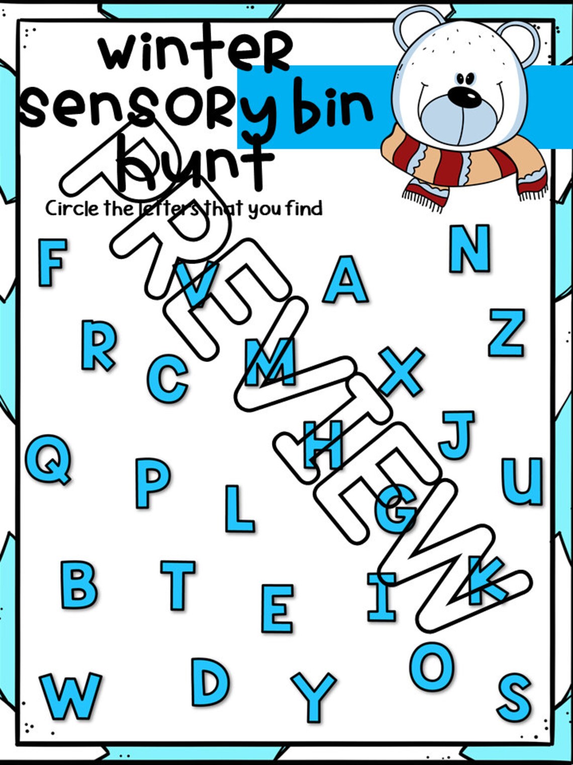 Winter Theme Sensory Bin Hunt, Checklist for Toddler, Preschool and ...