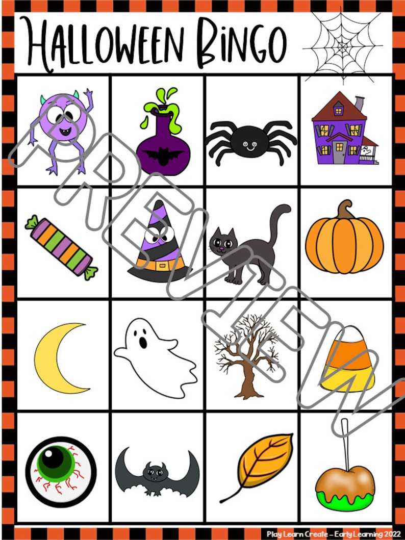 Halloween Bingo Game Printable Bingo Game Halloween Math - Etsy