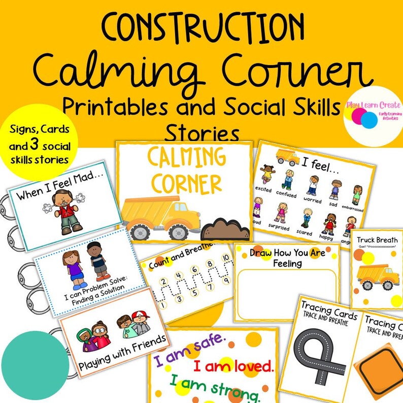 Construction Theme Calming Corner Printables, Calming Corner Visuals ...