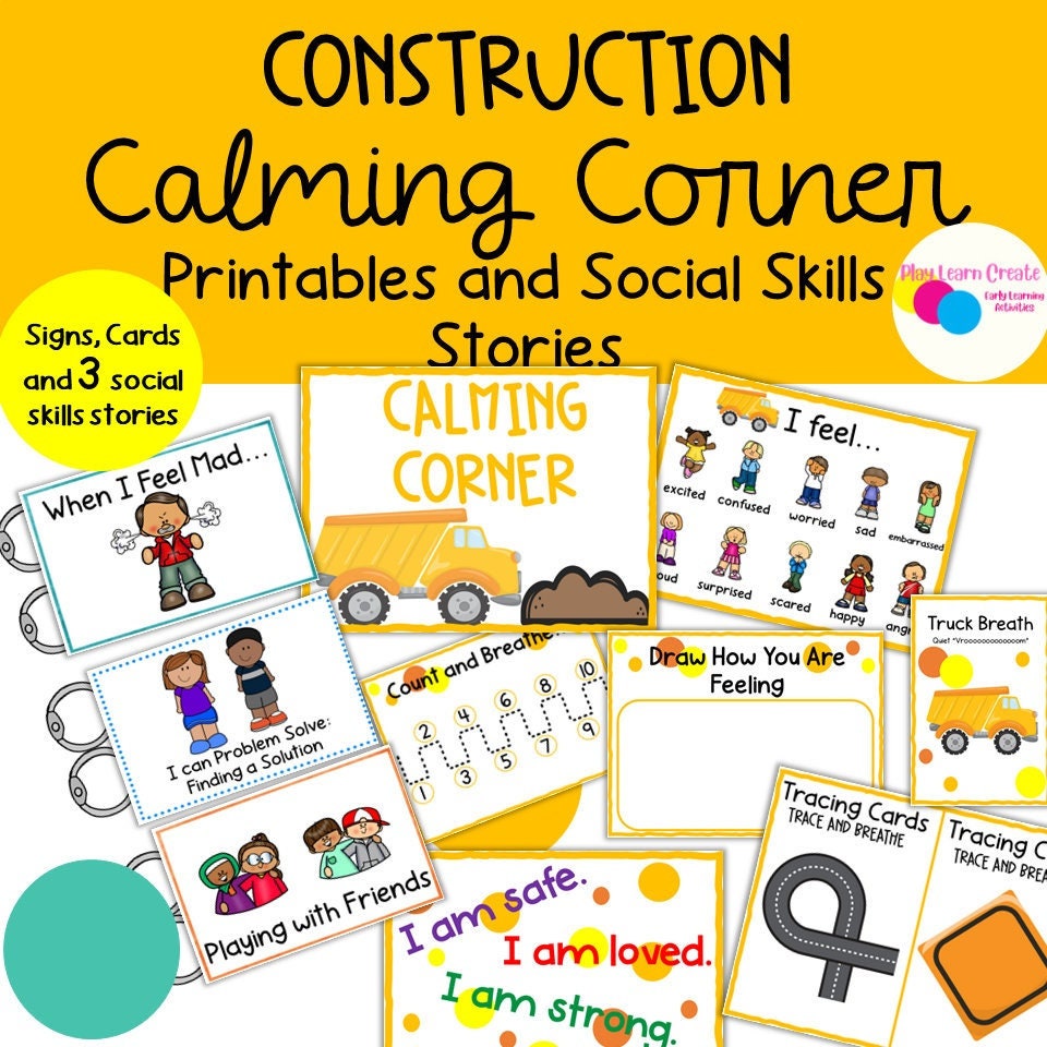 Construction Theme Calming Corner Printables, Calming Corner Visuals ...