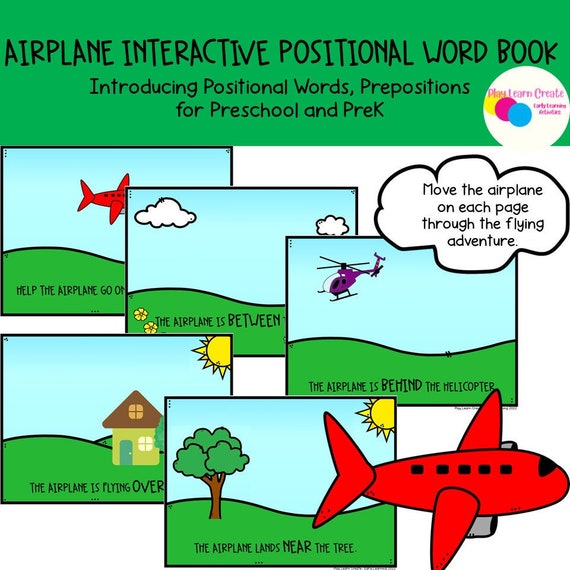 Airplane Theme Preschool Printables Positional Word | Etsy