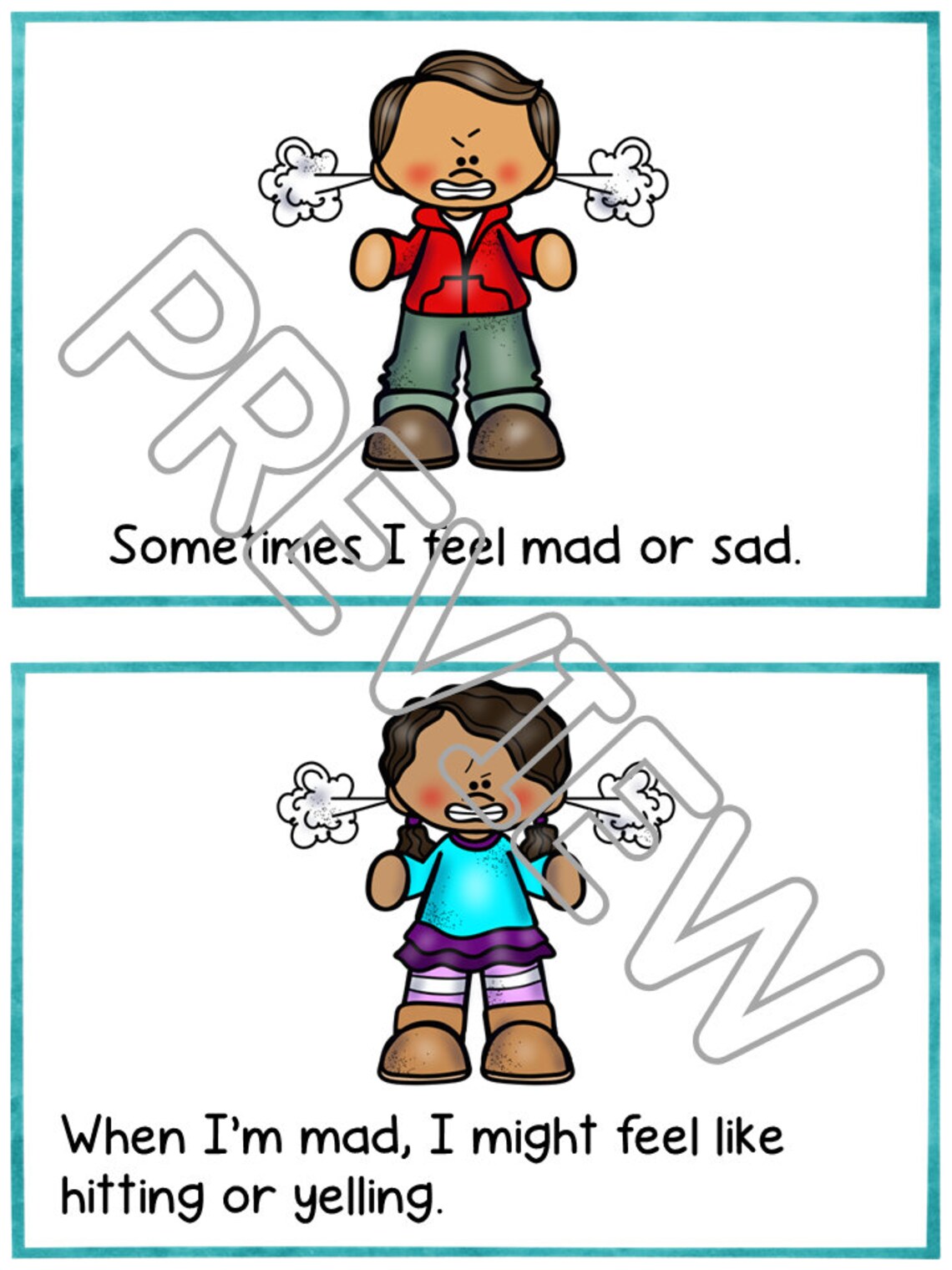 Printable Social Skills Story for Preschool Feeling Mad - Etsy