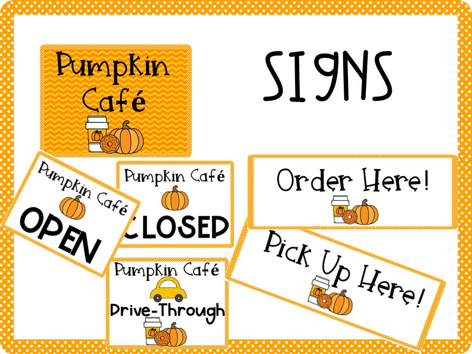 Pumpkin Cafe Dramatic Play Set, Halloween Dramatic Play, Coffee Shop ...