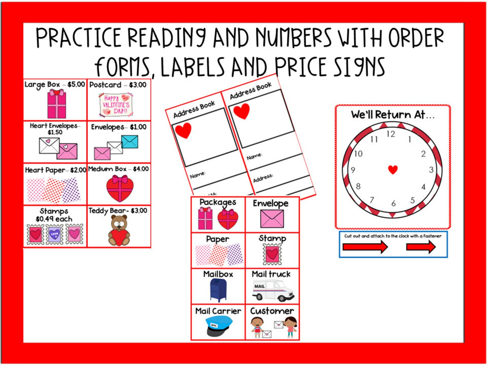 Valentine's Day Dramatic Play Set, Valentine's Day Post Office, Post ...